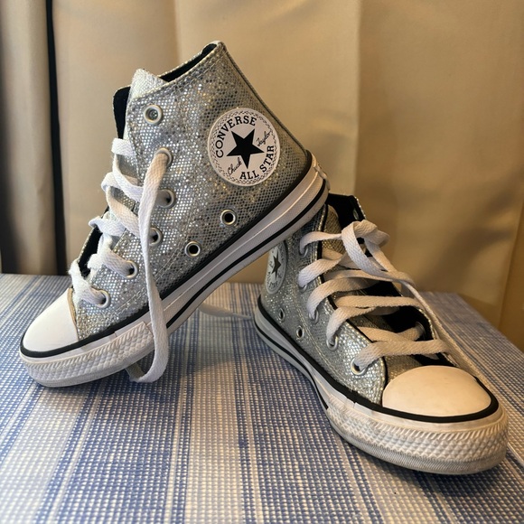 Converse | Shoes | Youth Silver Sparkle Converse All Star | Poshmark